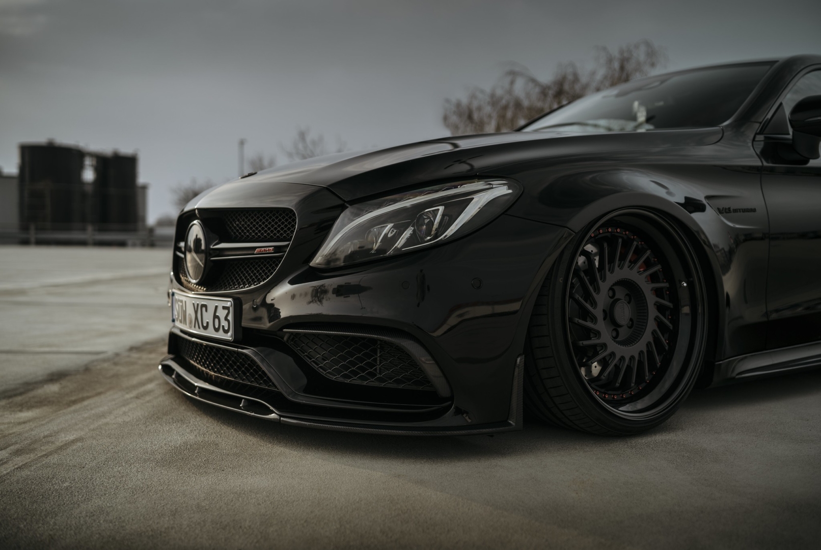 Bagged Obisidian Black W205 C63s Coupe - Mode Carbon